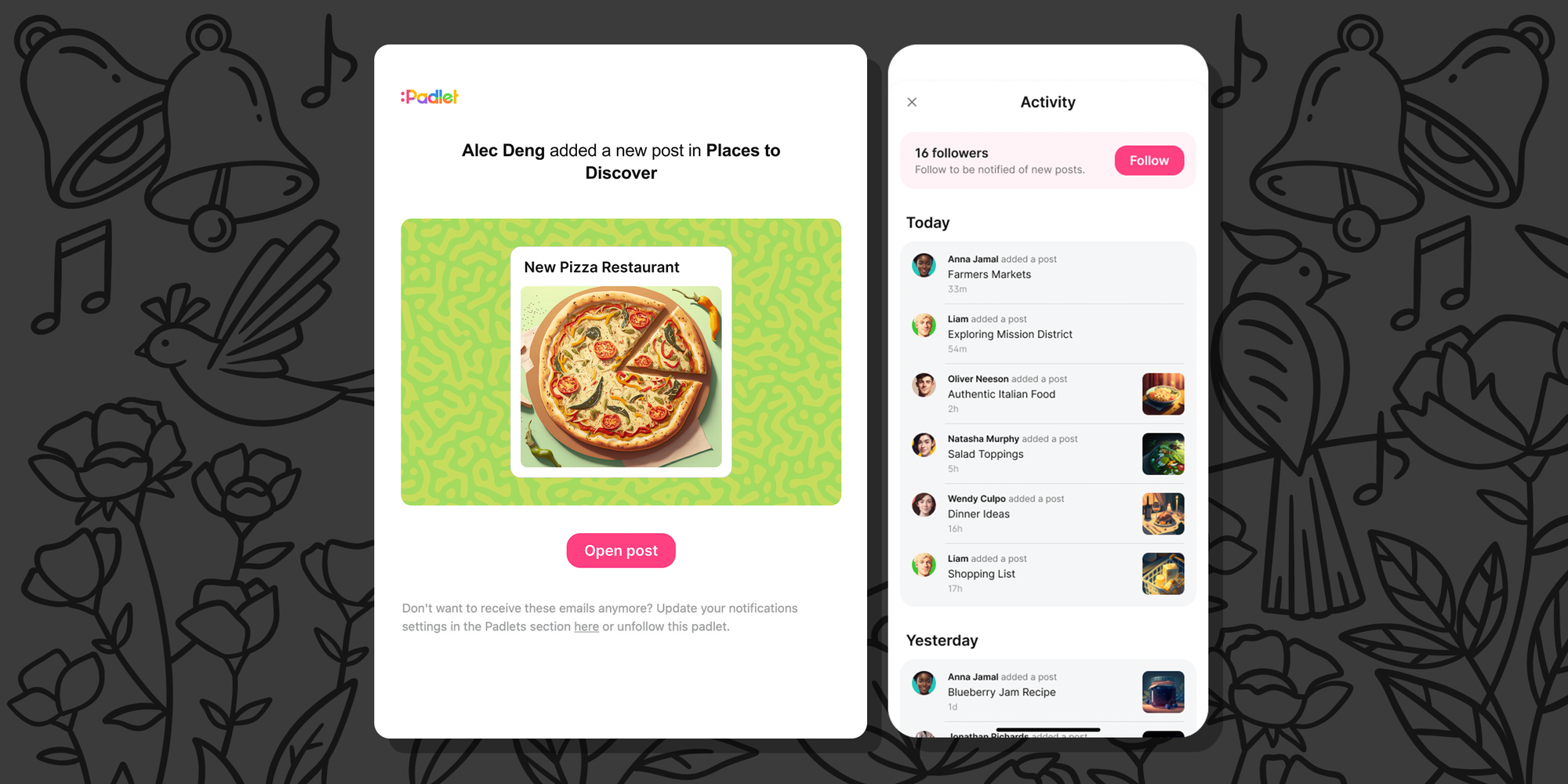 Stay on top of your Padlet activity with email and push notifications